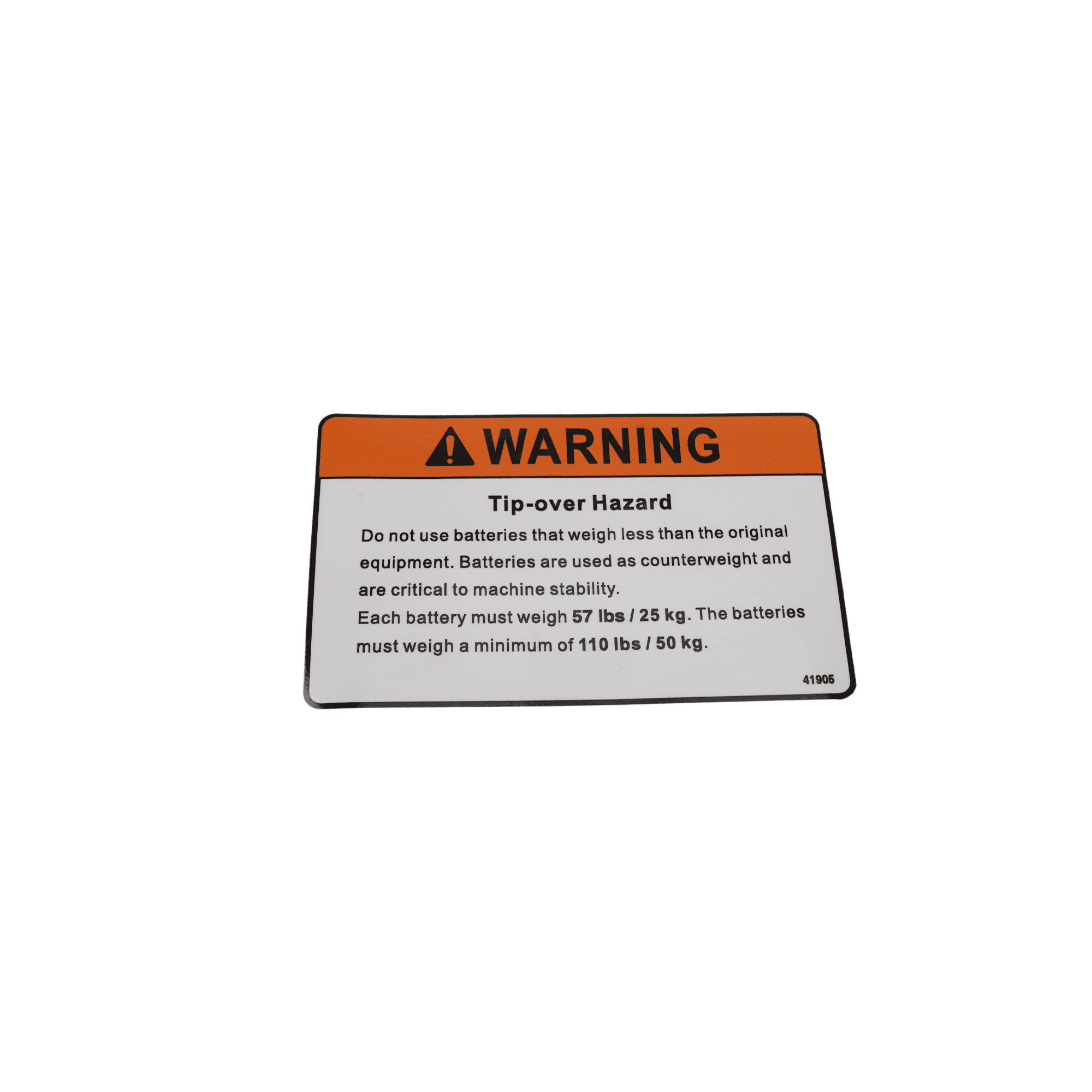 MEC Decal, Warning Tip Over Hazard 41905 | MEC Parts Catalog ...