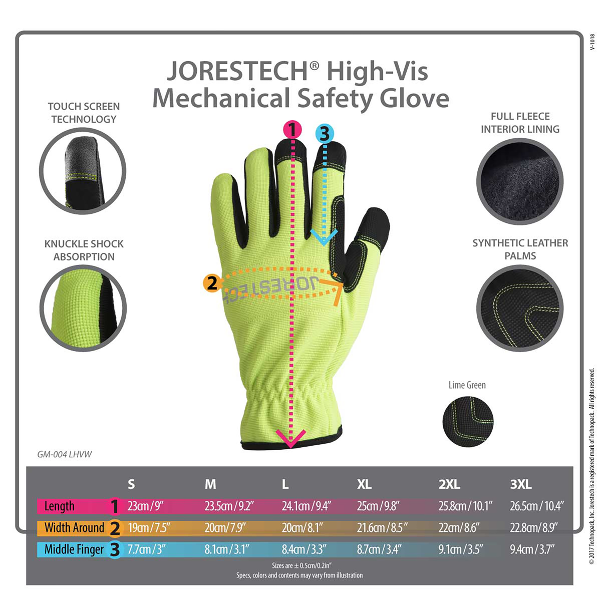 Jorestech Hi-Vis Touchscreen Safety Work Gloves with Fleece Lining ...