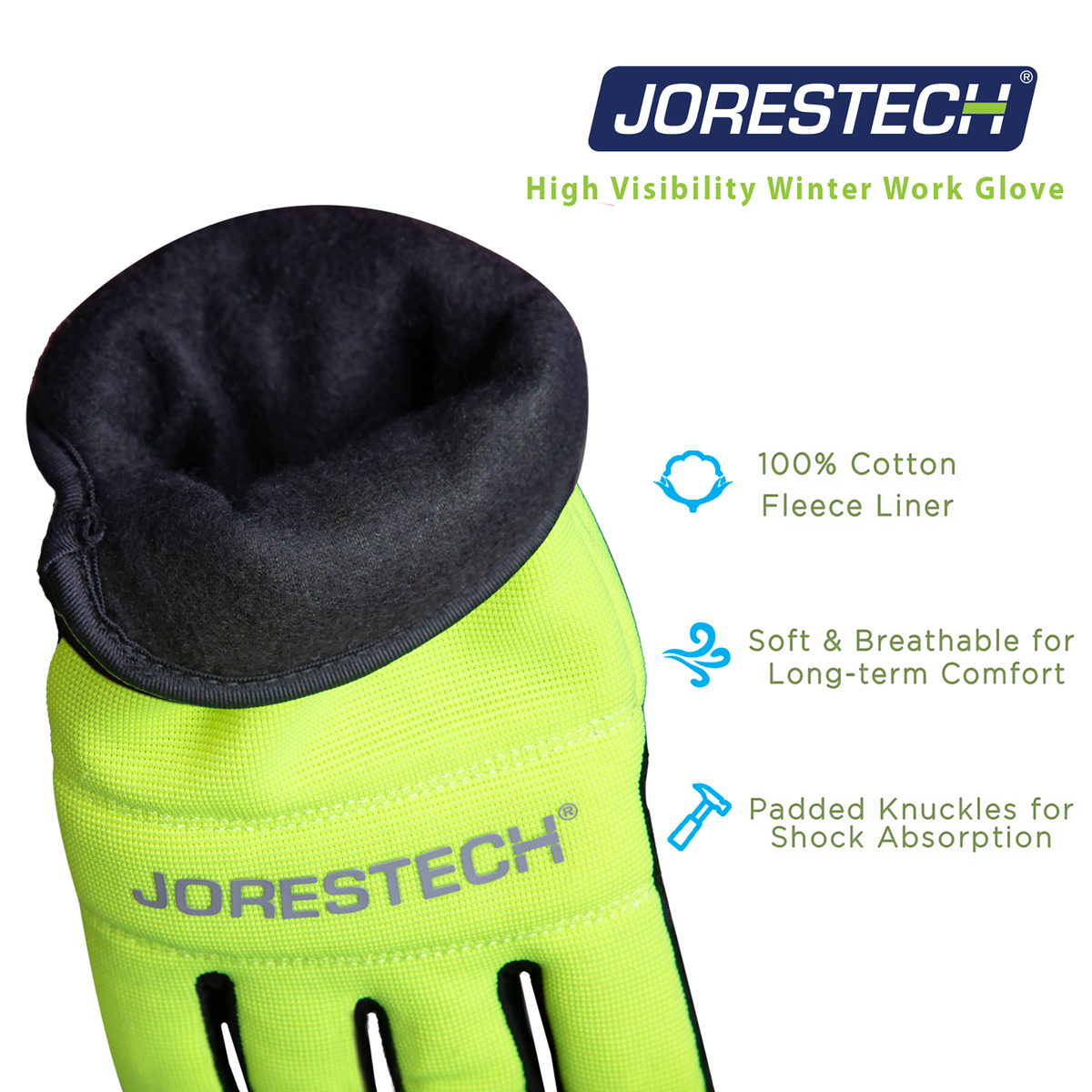 Jorestech Hi-Vis Touchscreen Safety Work Gloves with Fleece Lining ...